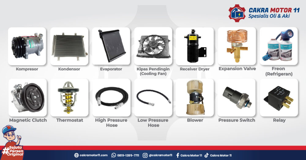14 Komponen AC Mobil: Fungsi Harga, dan Cara Kerjanya